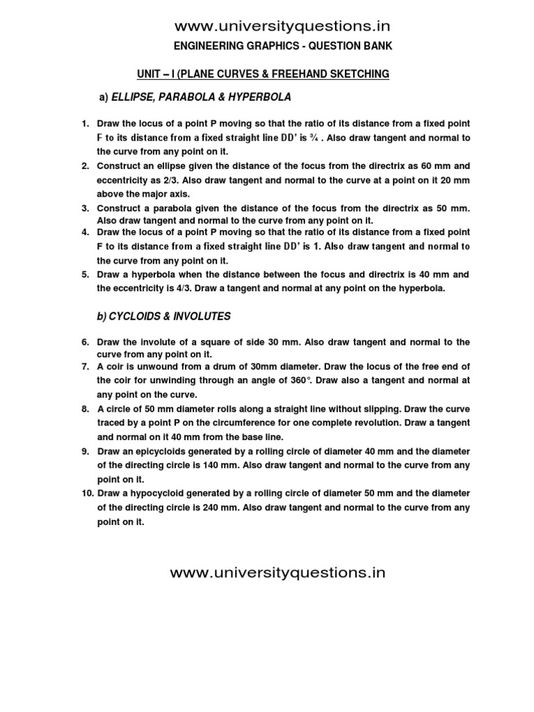 Engineering Graphics Question Bank | PDF | René Descartes | Geometry