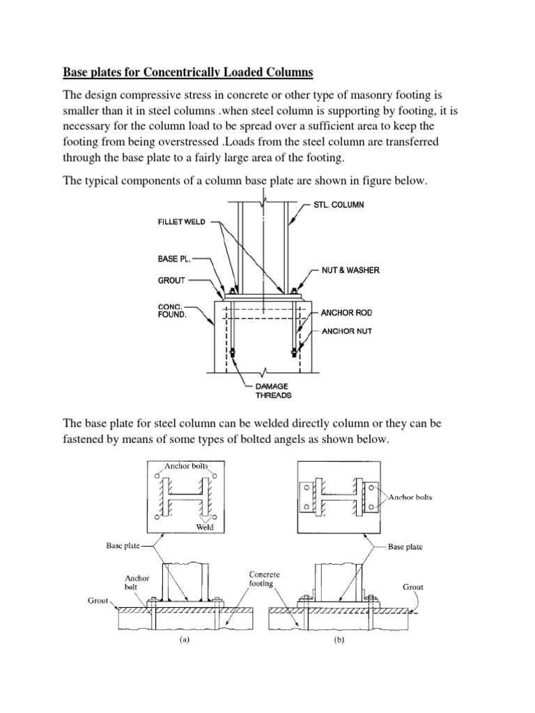 Base Plates For Concentrically Loaded Columns | PDF | Structural Steel ...