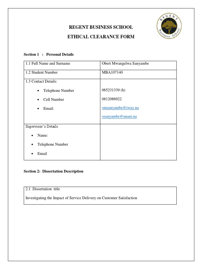 Ethical Clearance Form | PDF | Survey Methodology | Questionnaire