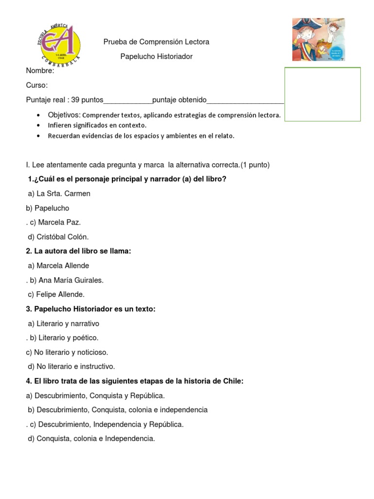 Prueba de Comprensión Lectora: Papelucho | PDF | Chile | América del Sur