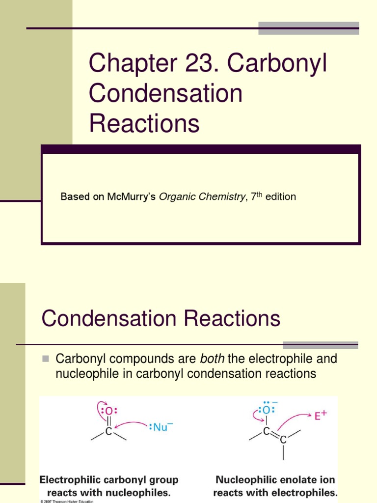 Chapter 23. Carbonyl Condensation Reactions | PDF | Ester | Aldehyde