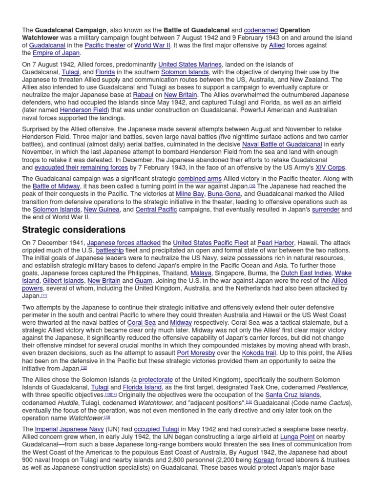 The Allied Solomon Islands Campaign During WWII | PDF | Guadalcanal ...