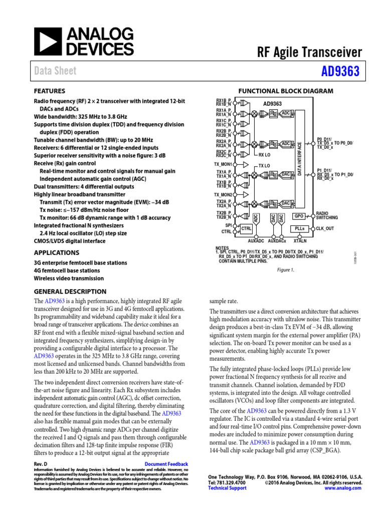 RF Agile Transceiver: Data Sheet | PDF | Analog To Digital Converter ...