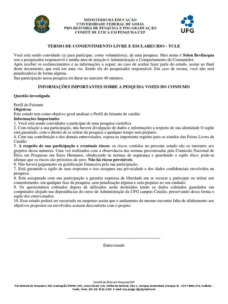Termo de Consentimento Livre e Esclarecido