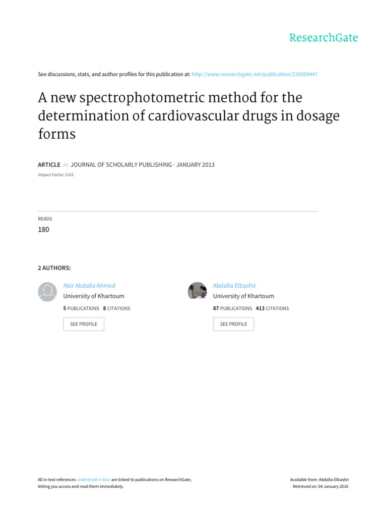 A New Spectrophotometric Method For The | PDF | Spectrophotometry ...