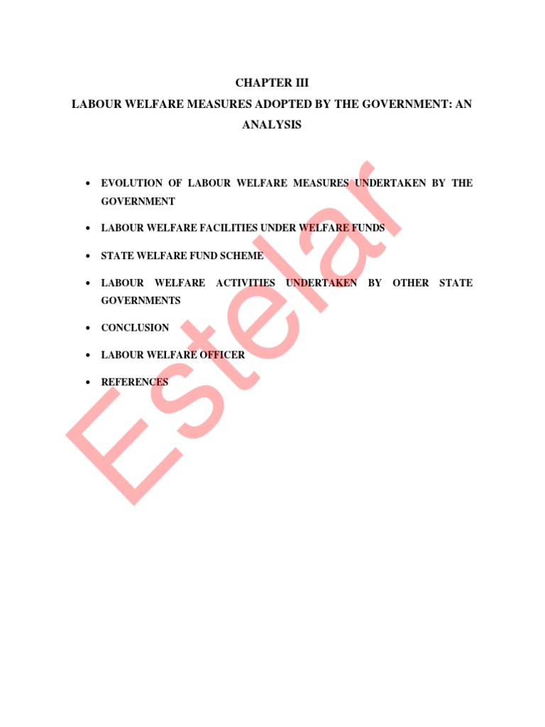 Labour Welfare Measures Pdf Welfare Employment