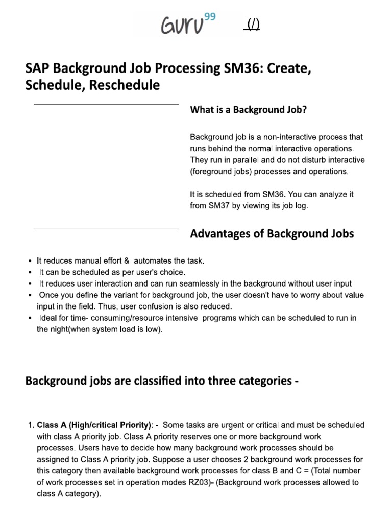 SAP Background Job Processing SM36 - Create, Schedule, Reschedule PDF | PDF SAP Background Job Processing SM36 - Create, Schedule, Reschedule PDF | PDF