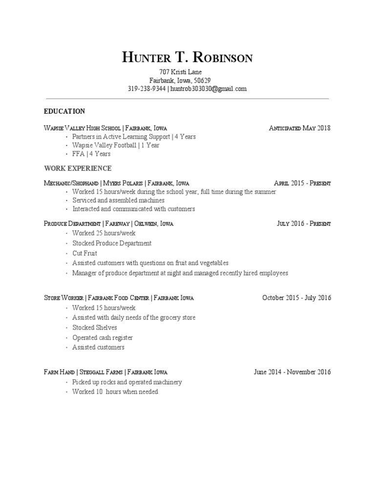 Hunter Robinson - Resume | PDF