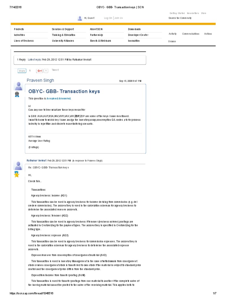 OBYC- GBB- Transaction Keys _ SCN | Debits And Credits | Receipt