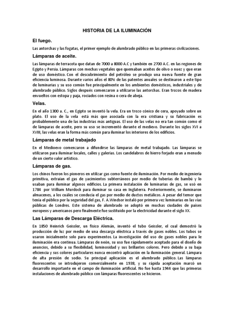 Historia De La Iluminación Pdf Luz De La Calle Diodo Emisor De Luz