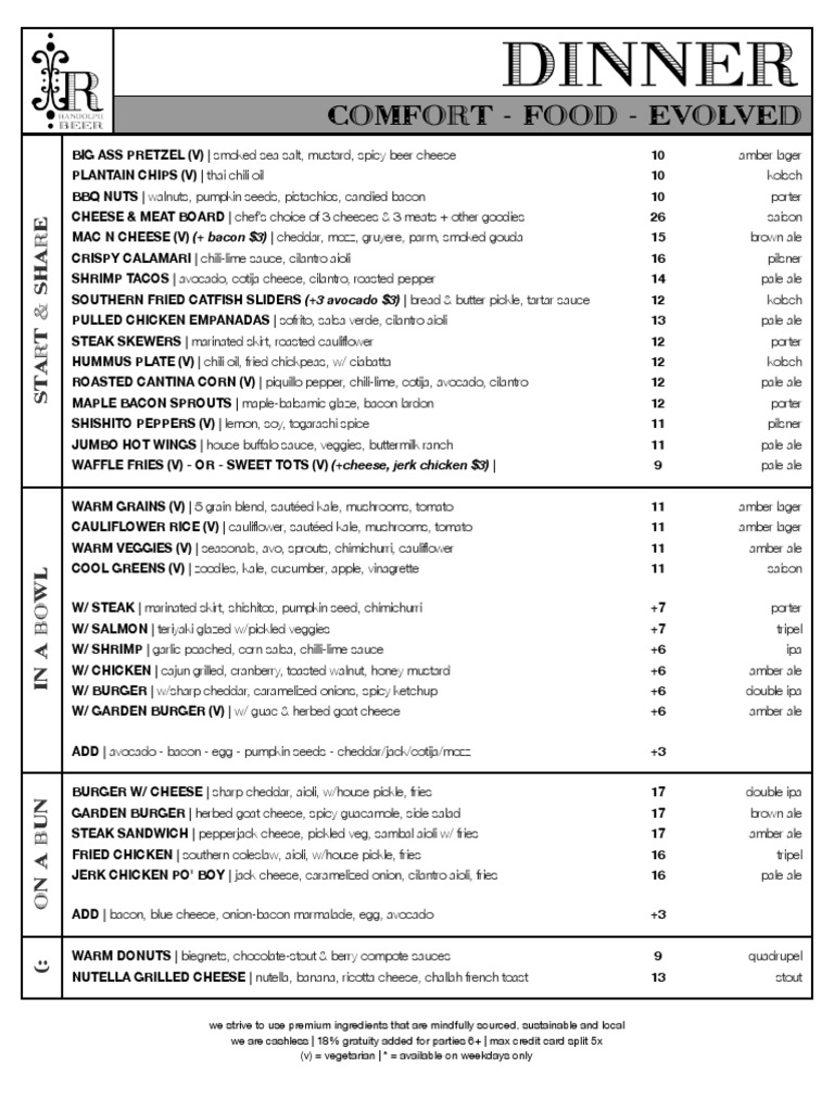 Randolph Beer Dumbo Dinner | PDF | Hamburgers | French Fries