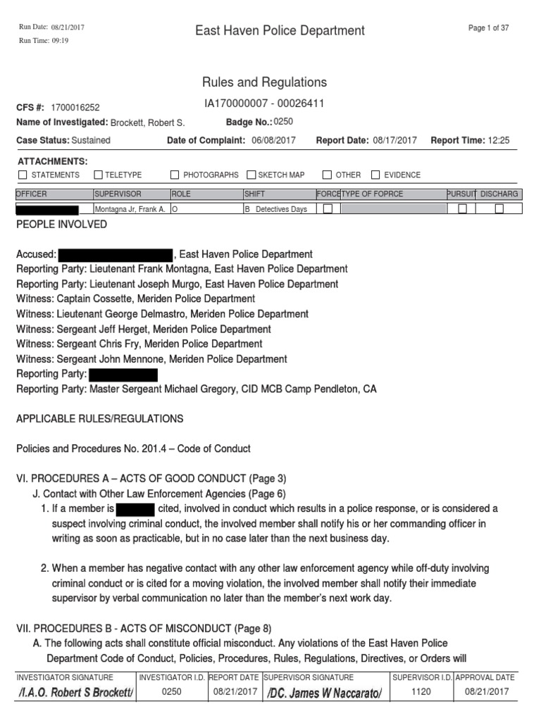 Police Misconduct Report: Montagna/Brockett | PDF | Police | Identity ...