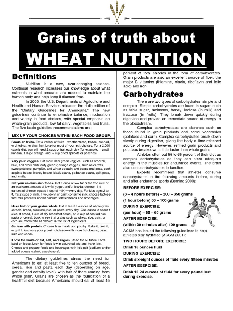 Wheat Nutrition | PDF | Dietary Fiber | Diet & Nutrition