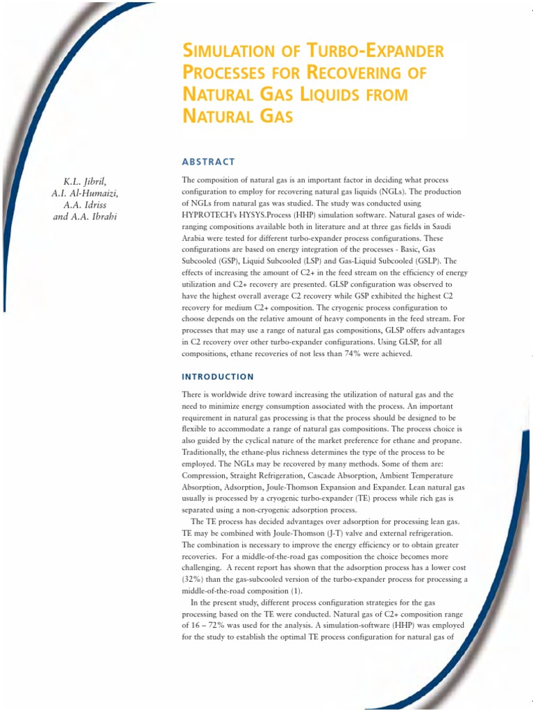 TurboExpander PDF | PDF | Heat Exchanger | Natural Gas Processing