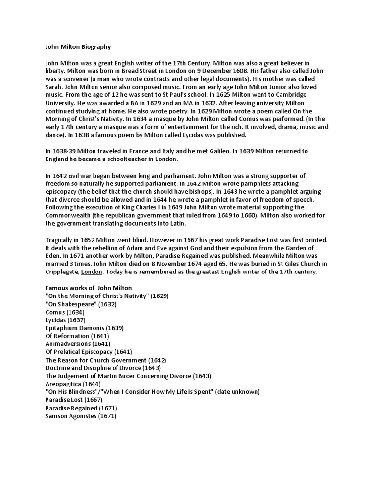 John Milton | PDF | John Milton | Sonnets