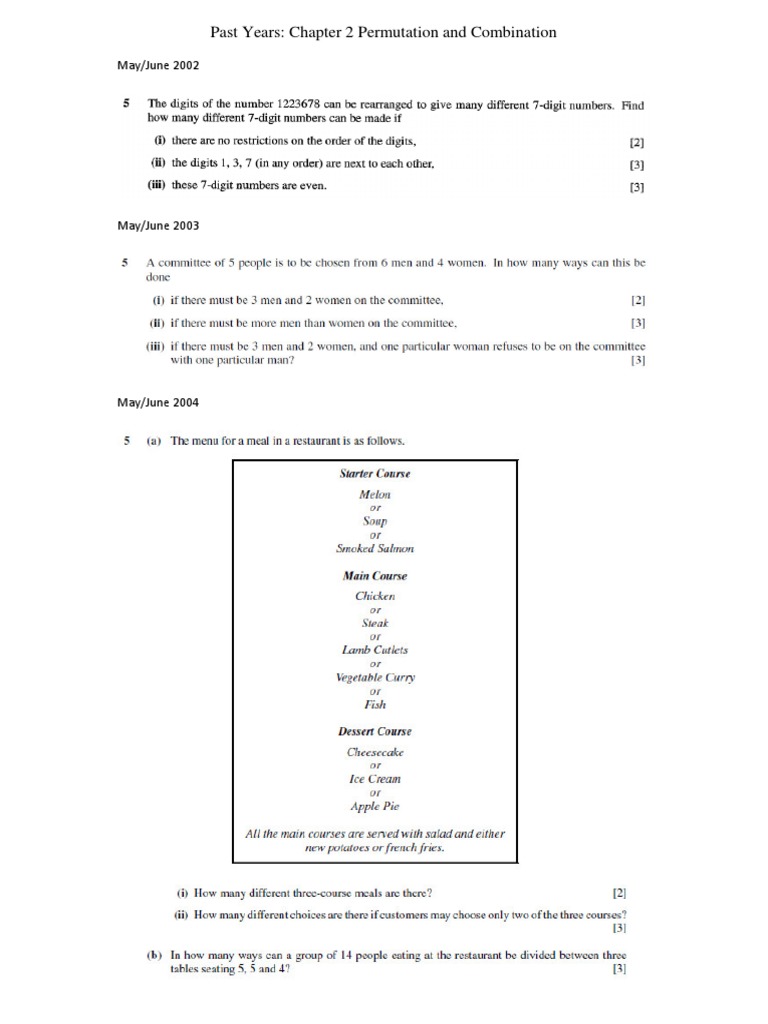Chapter 2 Permutations and Combinations (Past Years 2002 To 2010) PDF ...