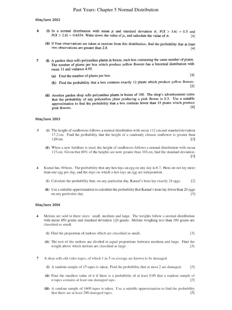 Chapter 5 The Normal Distribution (Past Years 2002 To 2010) PDF | PDF ...