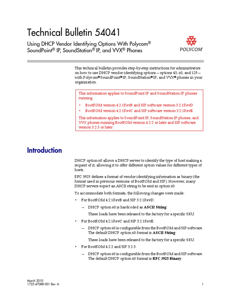 DHCP Option 60 Tb54041 | PDF | Session Initiation Protocol ... DHCP Option 60 Tb54041 | PDF | Session Initiation Protocol ...