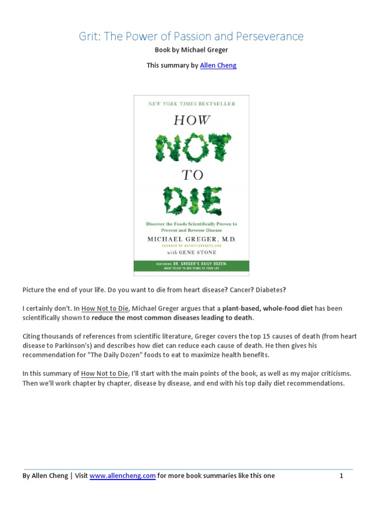How Not To Die PDF Summary From | PDF | Diabetes Mellitus Type 2 ...
