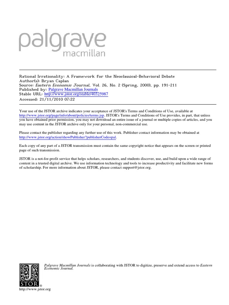 Caplan - Rational Irrationality | PDF | Irrationality | Rationality