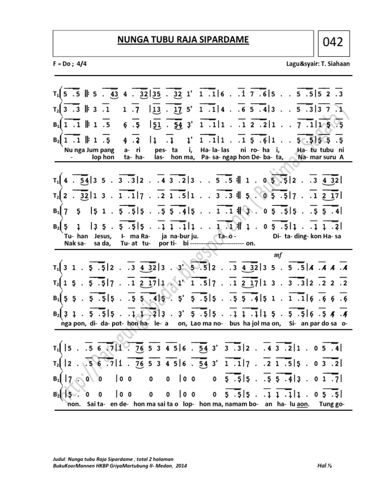 Partitur Koor Natal Bahasa Batak | PDF