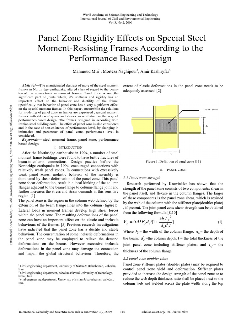 Panel Zone Rigidity Effects On Special Steel Moment Resisting Frames ...