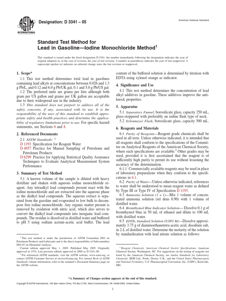 Astm D 3341 | PDF | Nitric Acid | Iodine