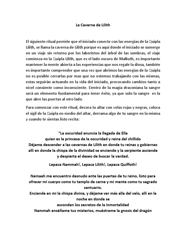 La Caverna de Lilith | PDF | Rituales | Religión y creencia