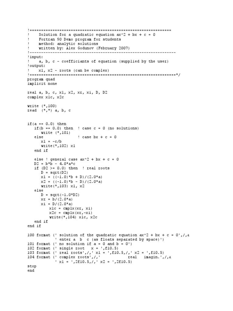 Fortran Program | Computational Science | Mathematical Analysis