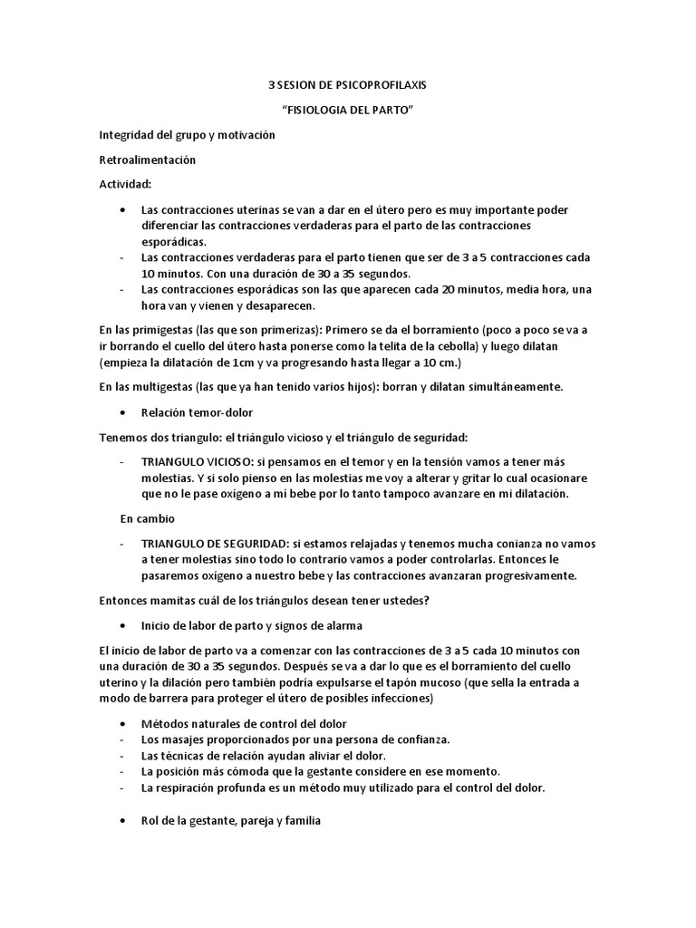 3 Sesion de Psicoprofilaxis | PDF | Parto | El embarazo