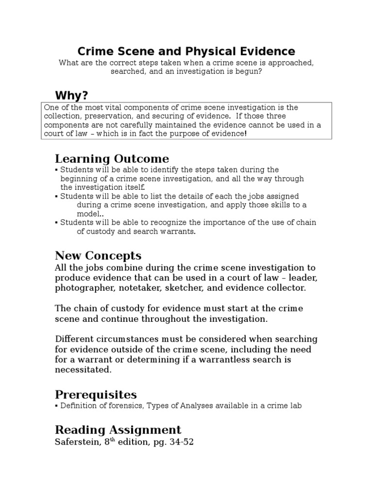 Crime Scene Search Patterns Worksheet