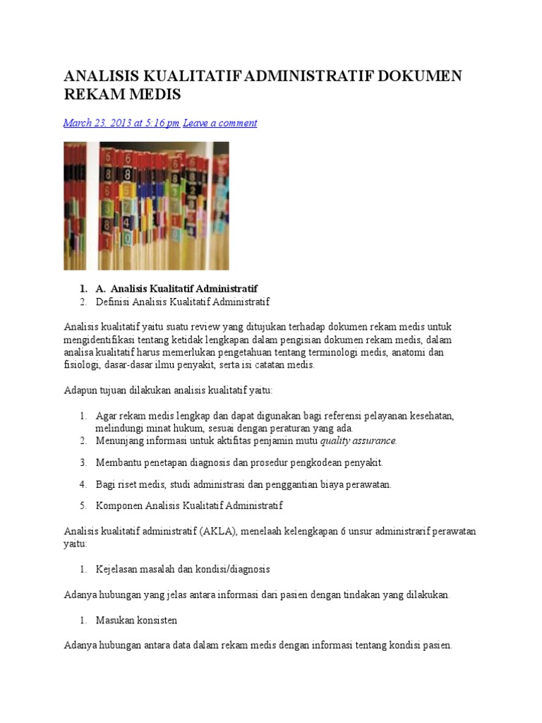 Analisis Kualitatif Administratif Dokumen Rekam | PDF