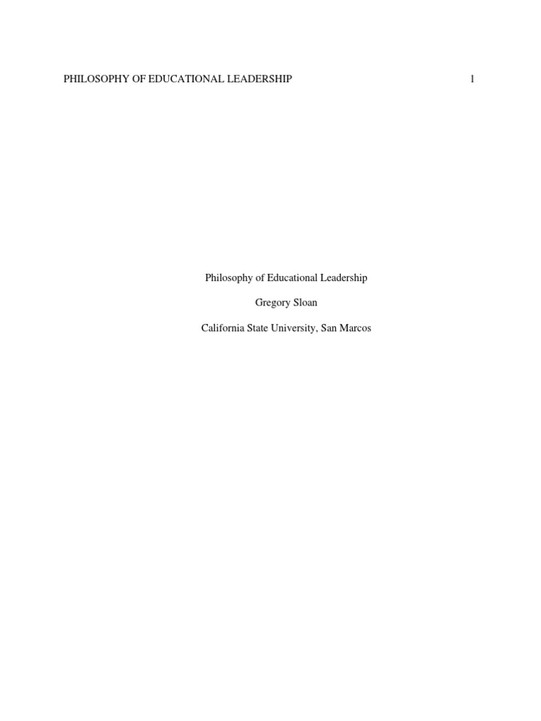 Philosophy of Educational Leadership 1 | PDF | Leadership | Philosophy ...