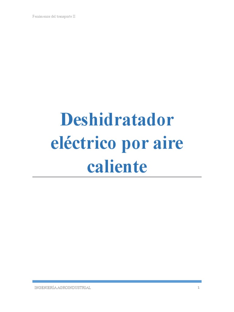 Deshidratador Por Aire Caliente Pdf Humedad Agua