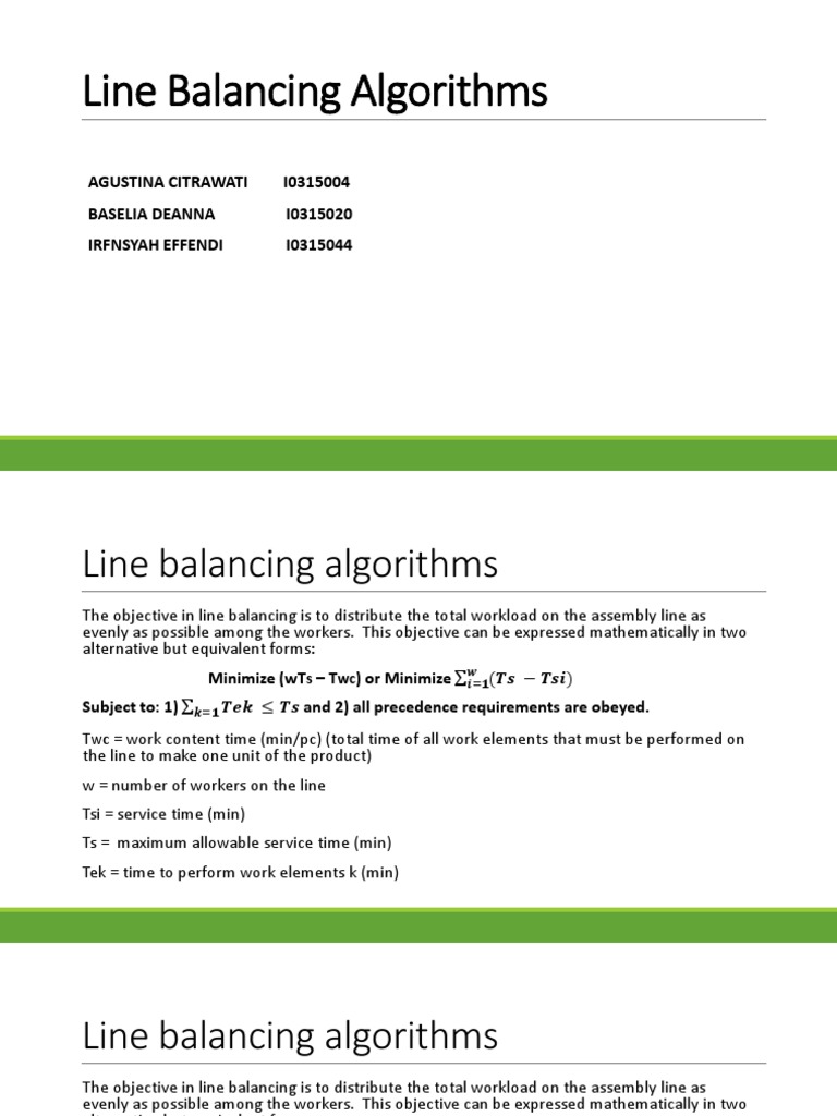 Line Balancing Algorithms | PDF