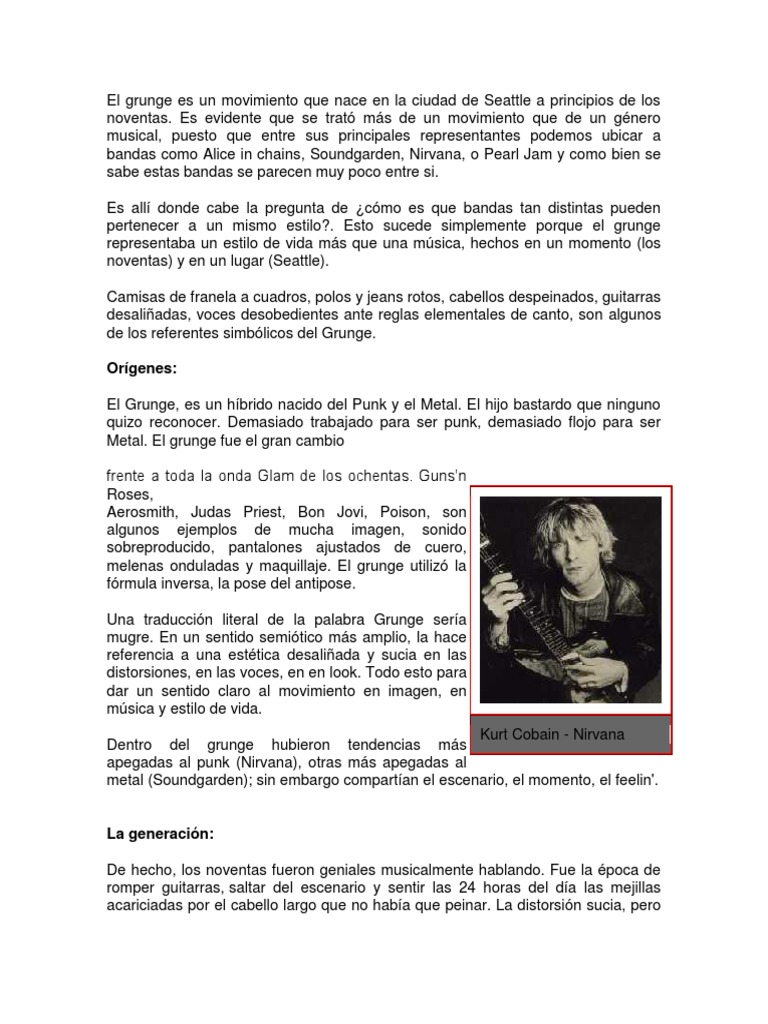 Grunge | PDF | Grunge | Nirvana (banda)