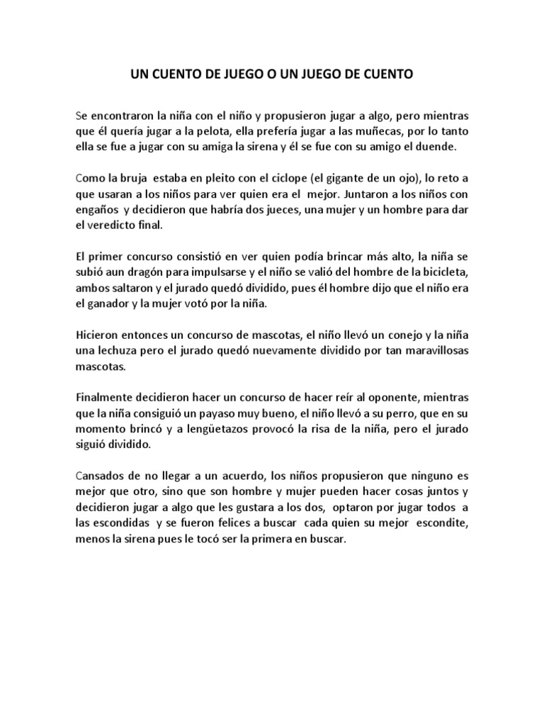 Un Cuento de Juego o Un Juego de Cuento | PDF