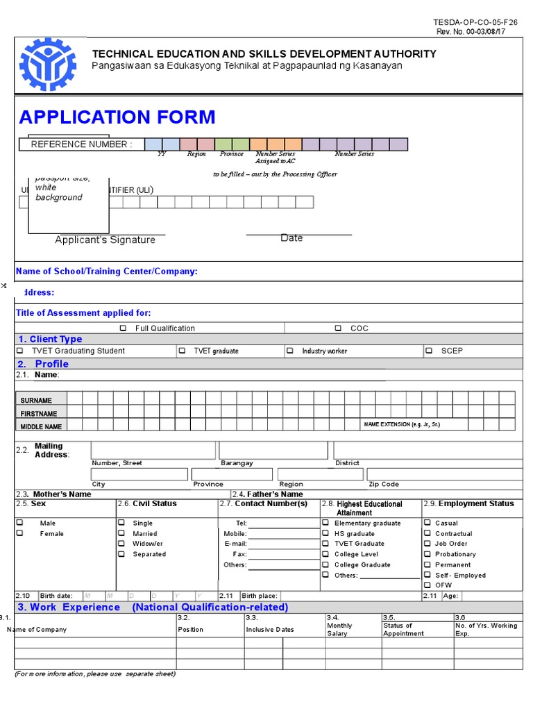 Assessment Application Form 07 F21 | PDF | Vocational Education | Business
