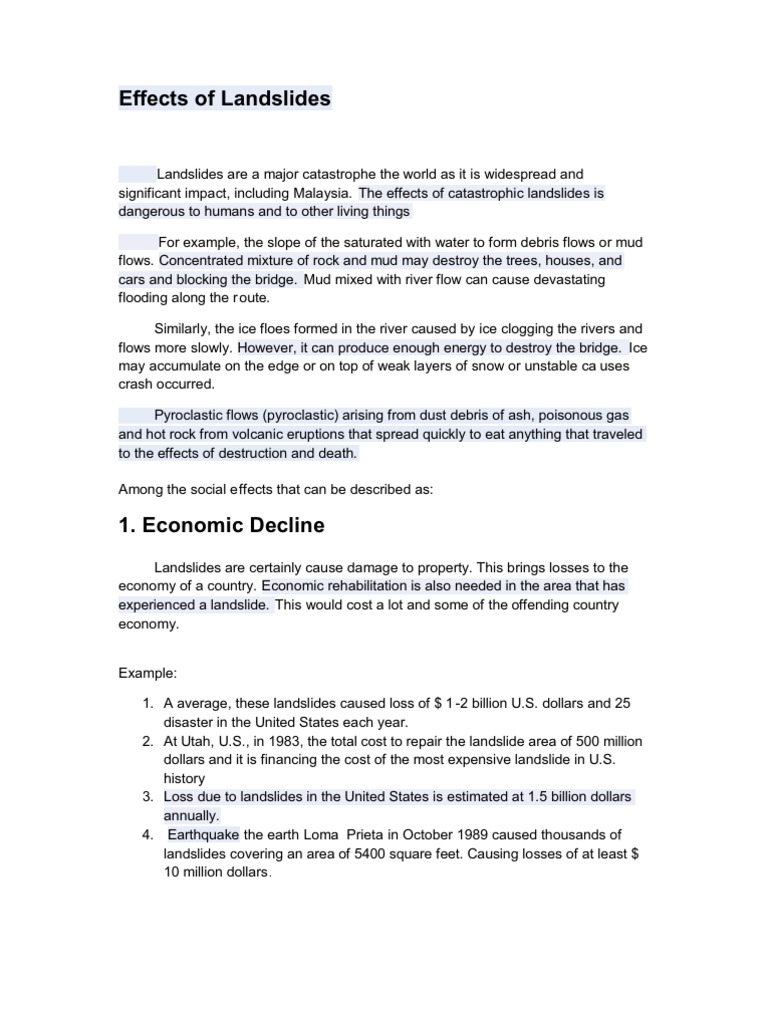Effects of Landslides | PDF | Landslide | Disasters