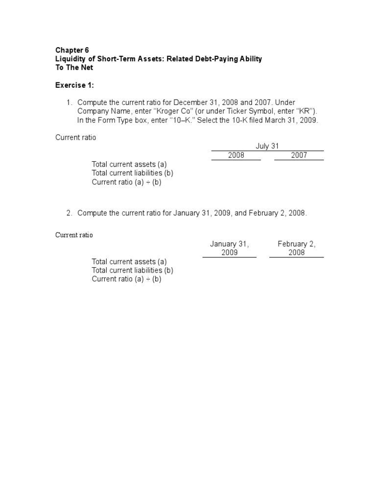 Liquidity of Short-Term Assets: Related Debt-Paying Ability To The Net ...