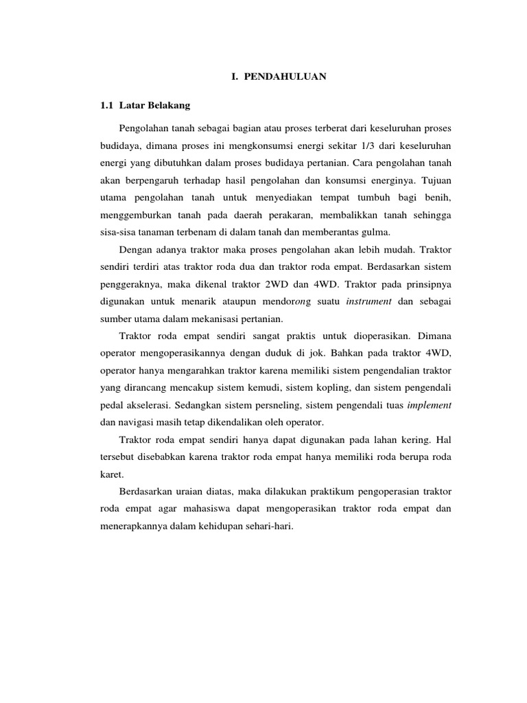 Laporan Alsin 6. Traktor Roda 4 | PDF | Bisnis