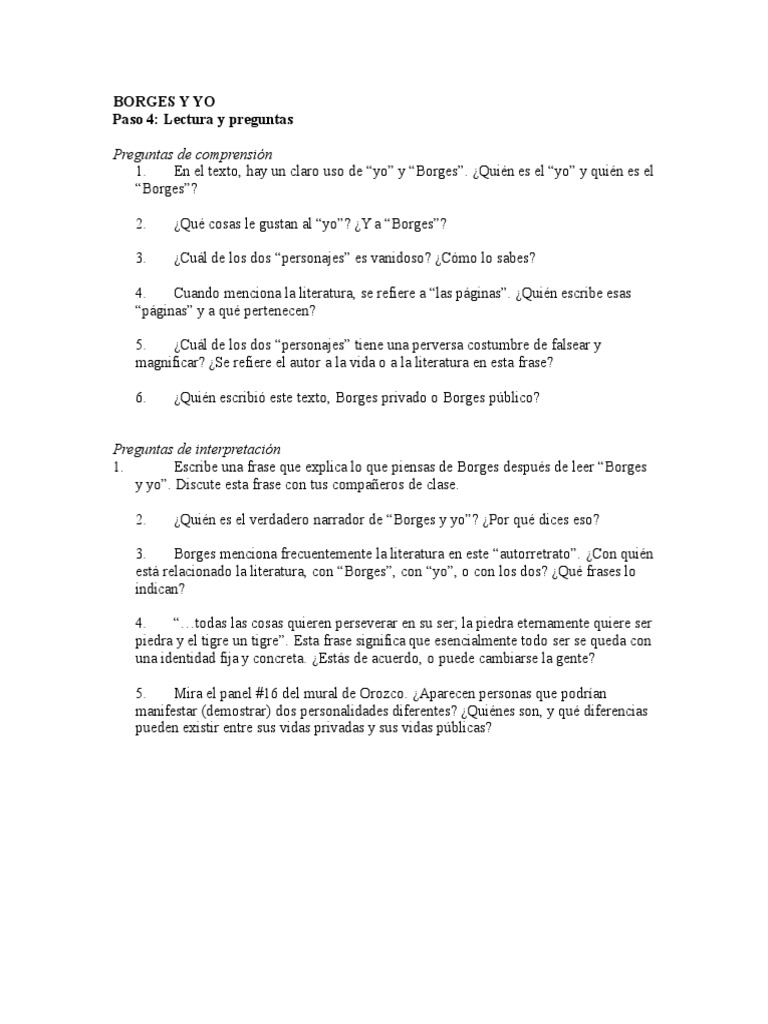 Análisis de "Borges y yo" | PDF