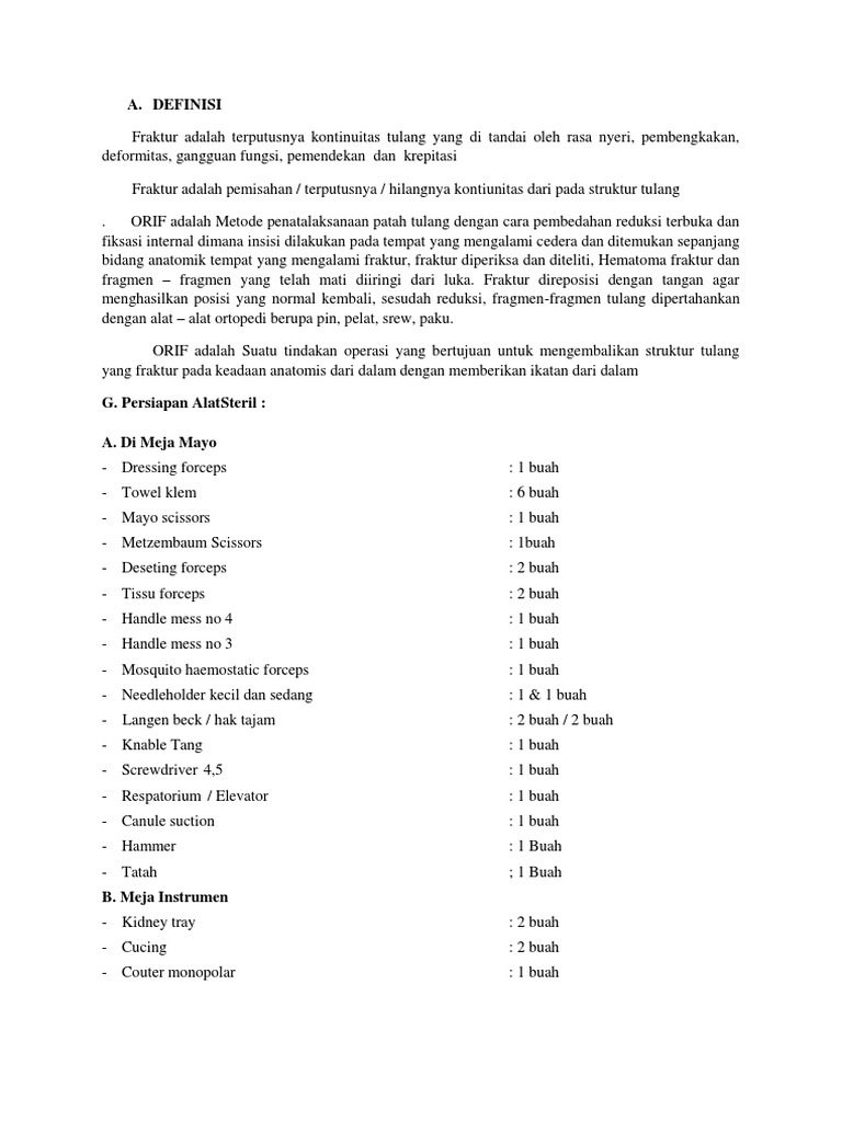 Prosedur ORIF untuk Fraktur Tulang | PDF