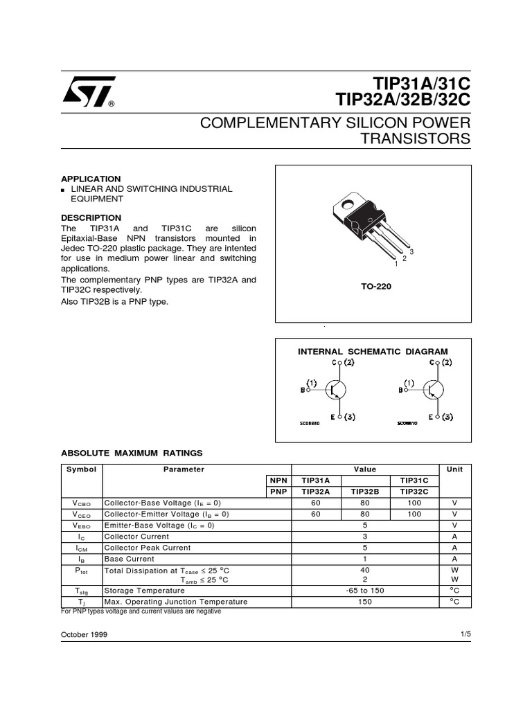 Tip32c PDF | PDF | Bipolar Junction Transistor | Semiconductors