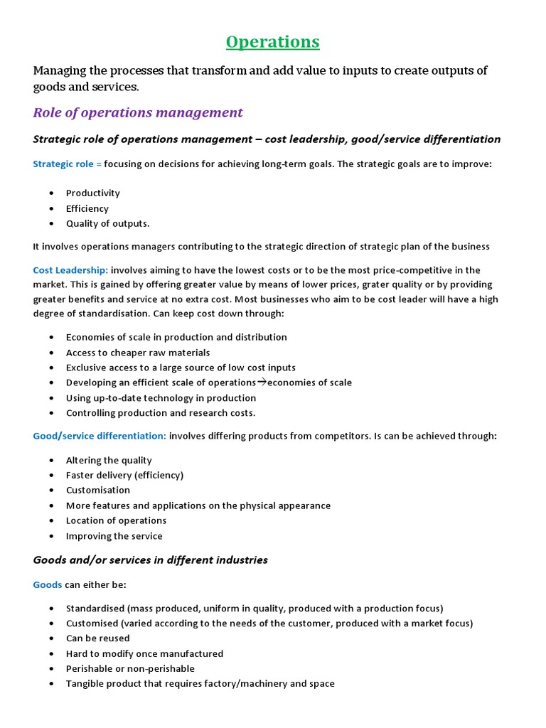 Operations Business Studies MAIN | PDF | Securities (Finance) | Marketing