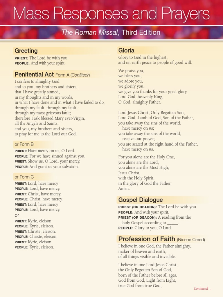 Catholic Mass Responses PDF | PDF | Mass (Liturgy) | God In Christianity