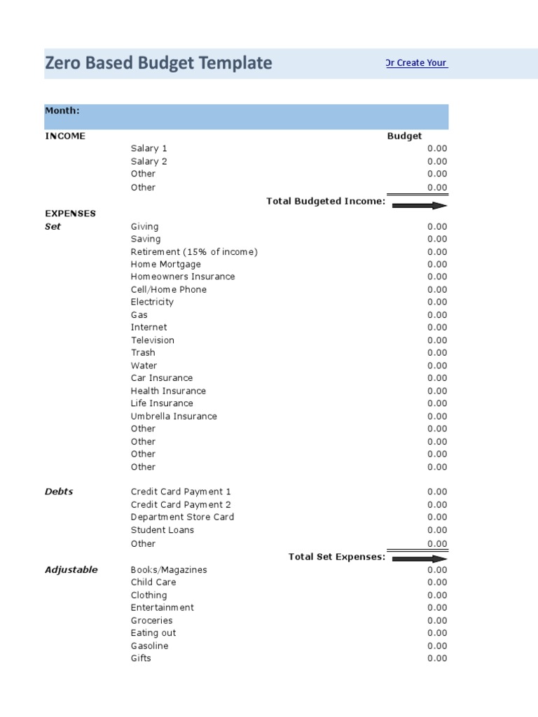 Zero Based Budget Template - 0 | PDF | Budget | Financial Services