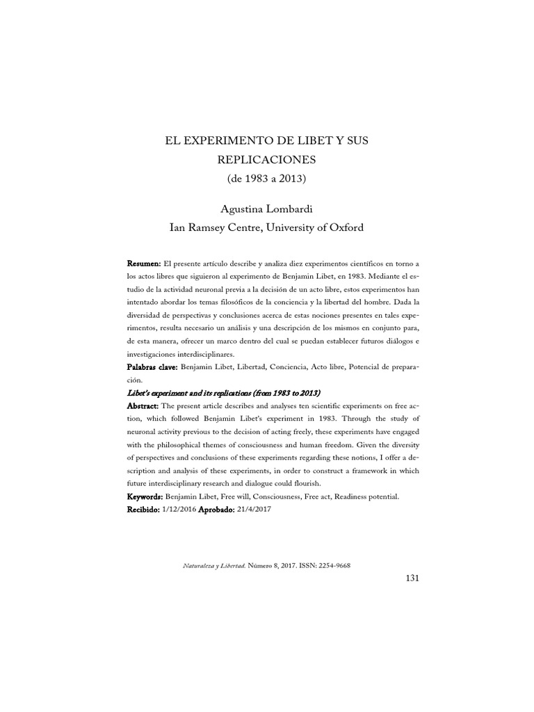 Experimento de Libet | PDF | Science | Libertad