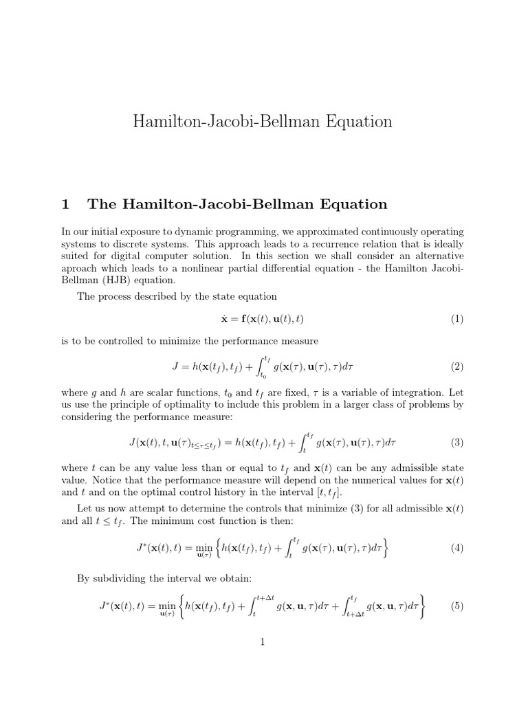 Hamilton-Jacobi-Bellman Equation Explained | PDF | Optimal Control ...
