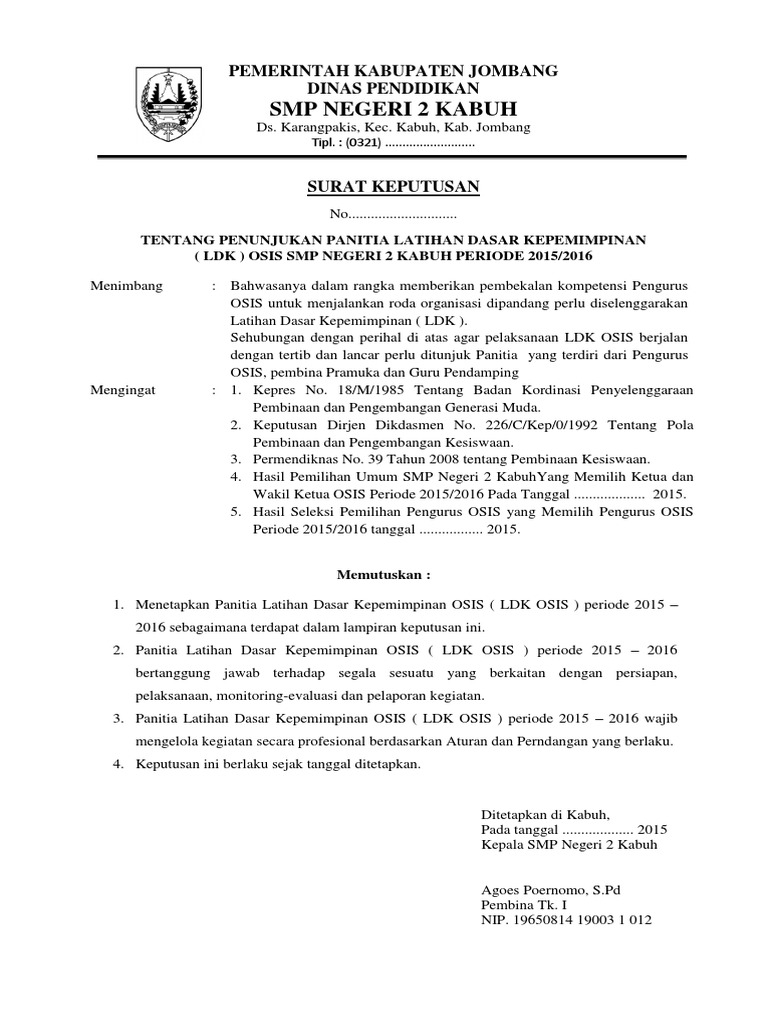 SK Panitia LDK Osis 2015 | PDF